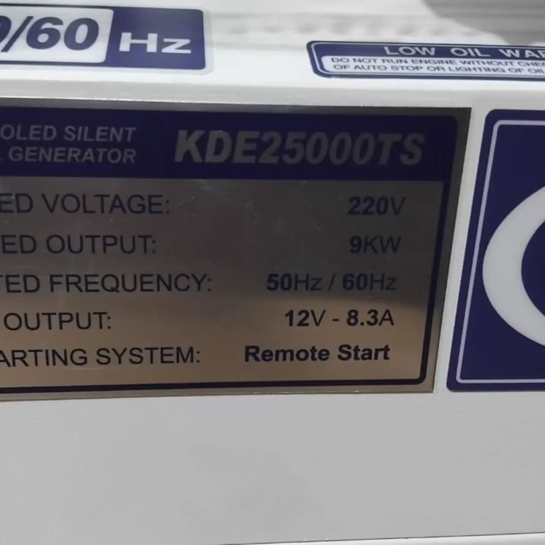 EASY POWER 9KW DIESEL SILENT GENERATOR, REMOTE CONTROL, KDE25000TS